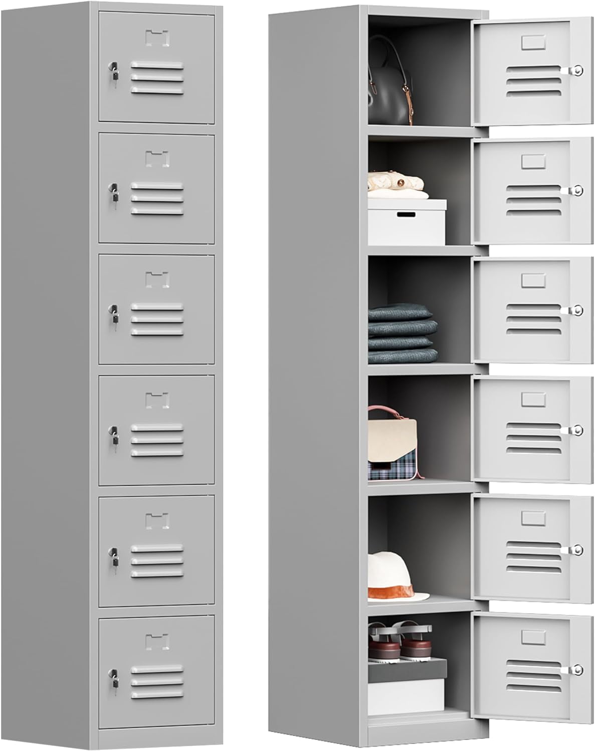 Metal Locker with 6 Doors, 71" Tall Storage Locker for Employees ...