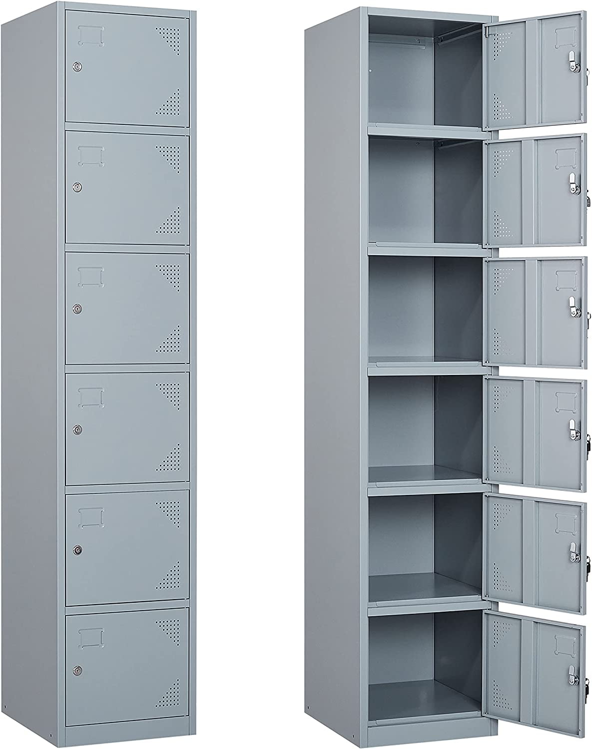 Metal Locker with 6 Doors, Tall Steel Storage Lockers for Employees ...