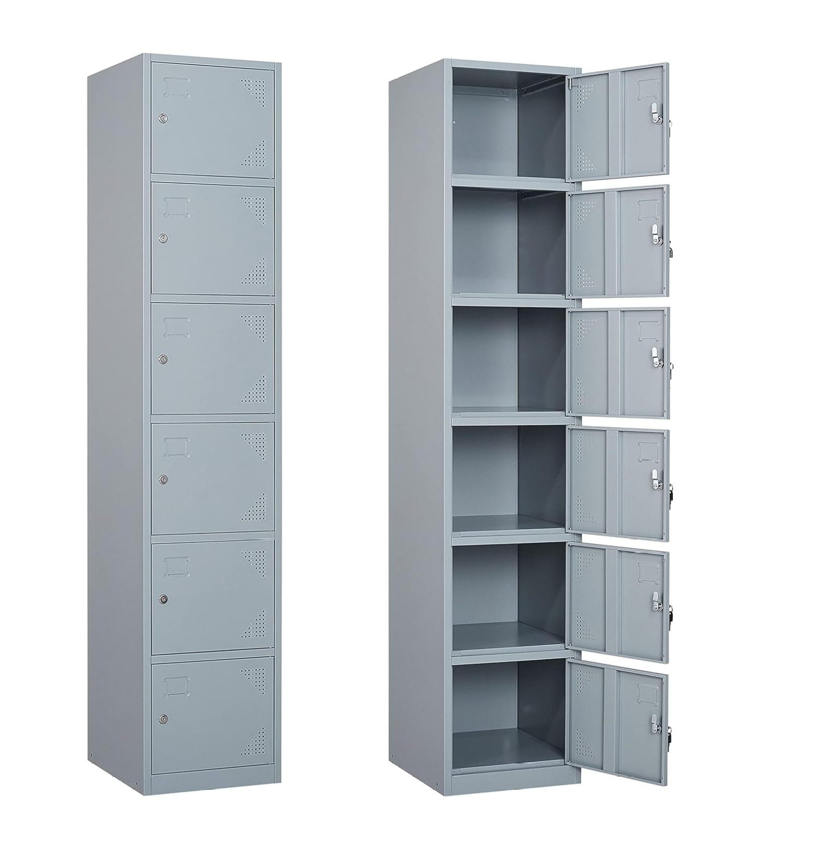 Metal Locker with 6 Doors, Tall Steel Storage Lockers for Employees ...