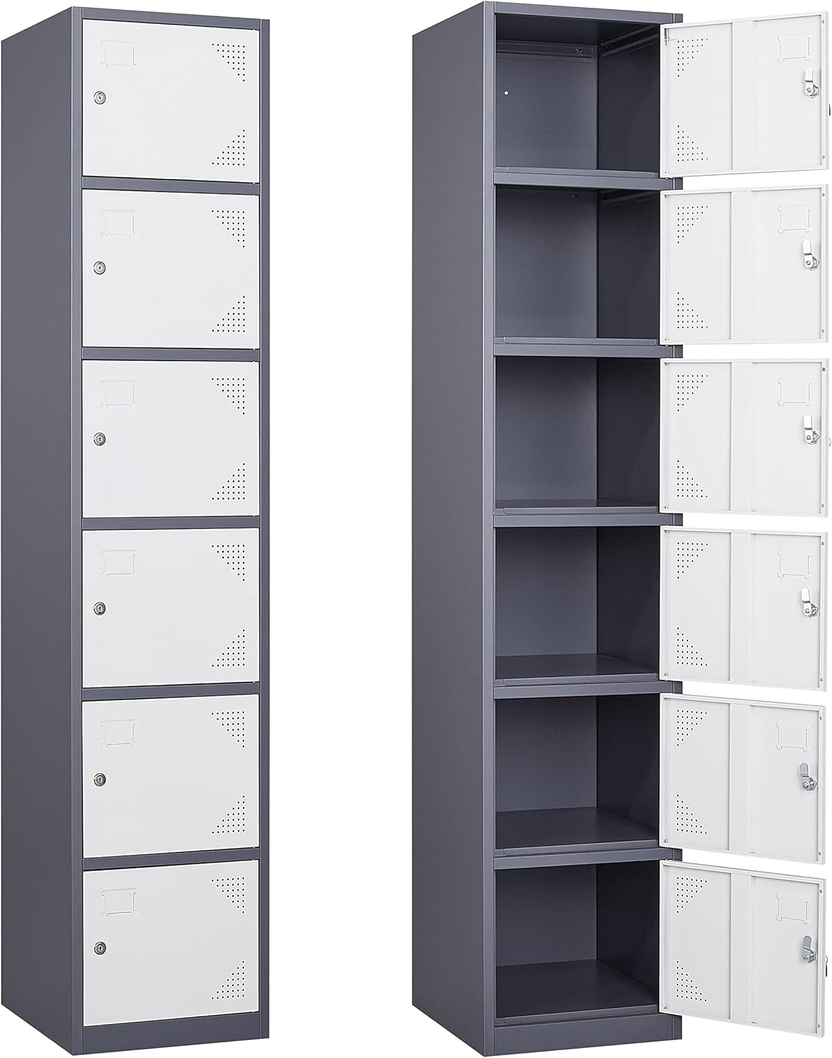 Metal Locker with 6 Doors, Tall Steel Storage Lockers for Employees ...