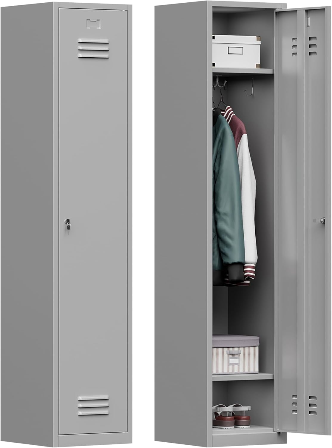 Metal Locker with Lock and Clothes Hook - Employees Storage Locker for ...