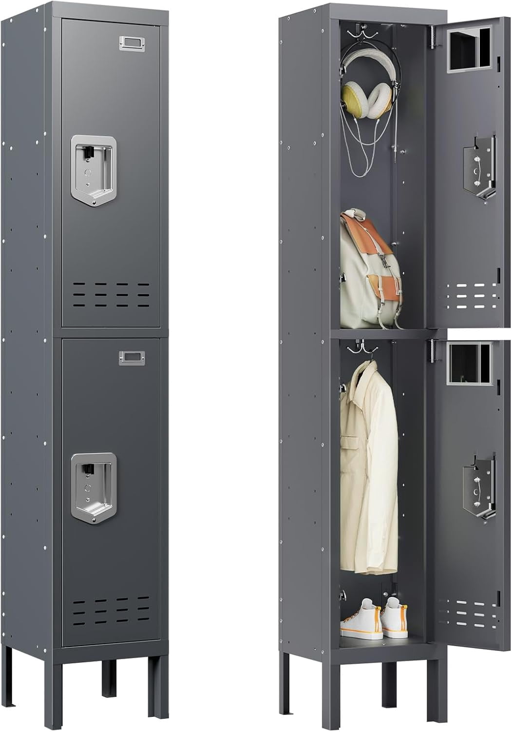 Metal Lockers - 66" Height Steel Lockers for Employees with 2 Door ...