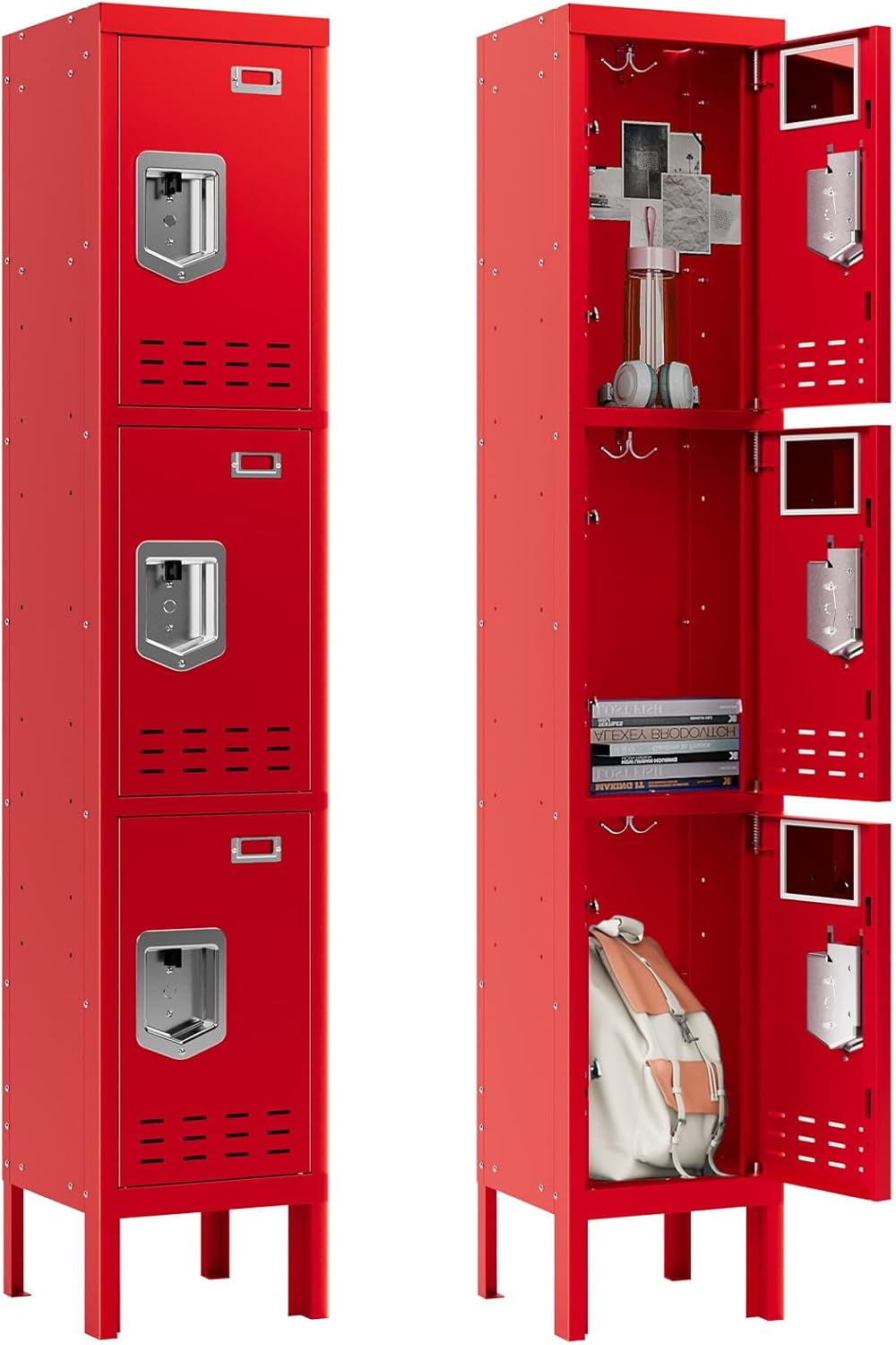 Metal Lockers - 66" Height Steel Lockers for Employees with 3 Door ...