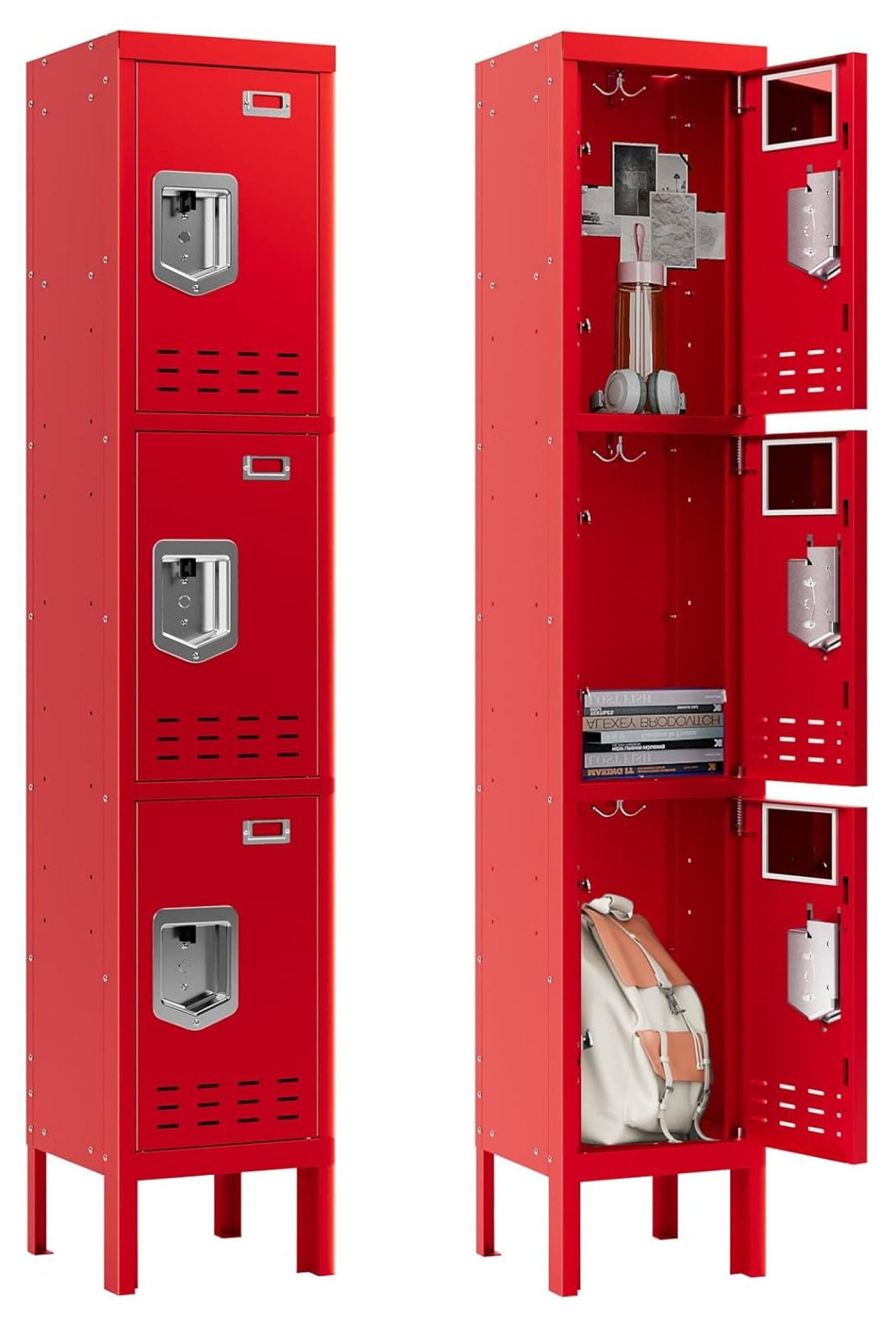Metal Lockers - 66" Height Steel Lockers for Employees with 3 Door ...