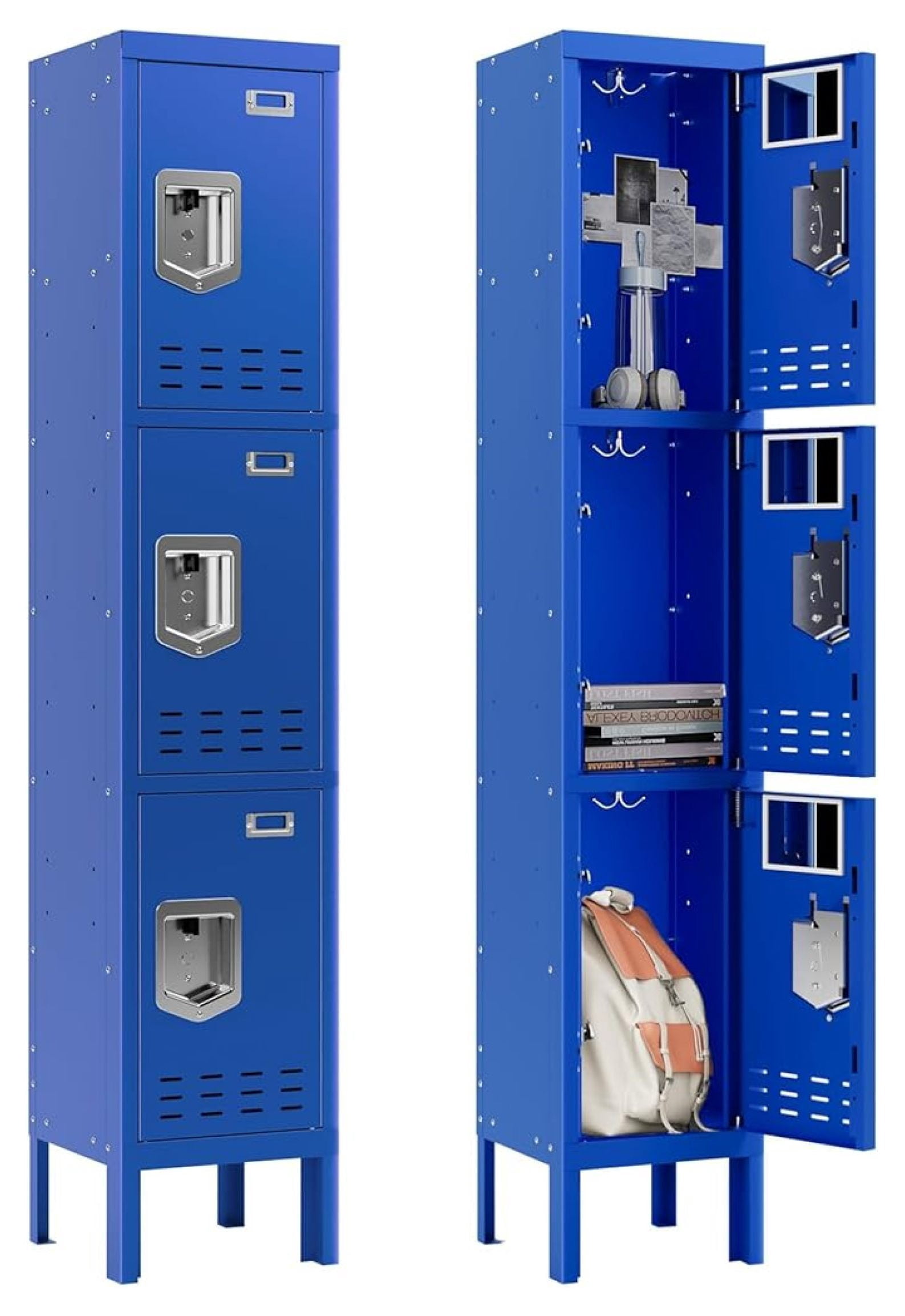 Metal Lockers - 66" Height Steel Lockers for Employees with 3 Door ...
