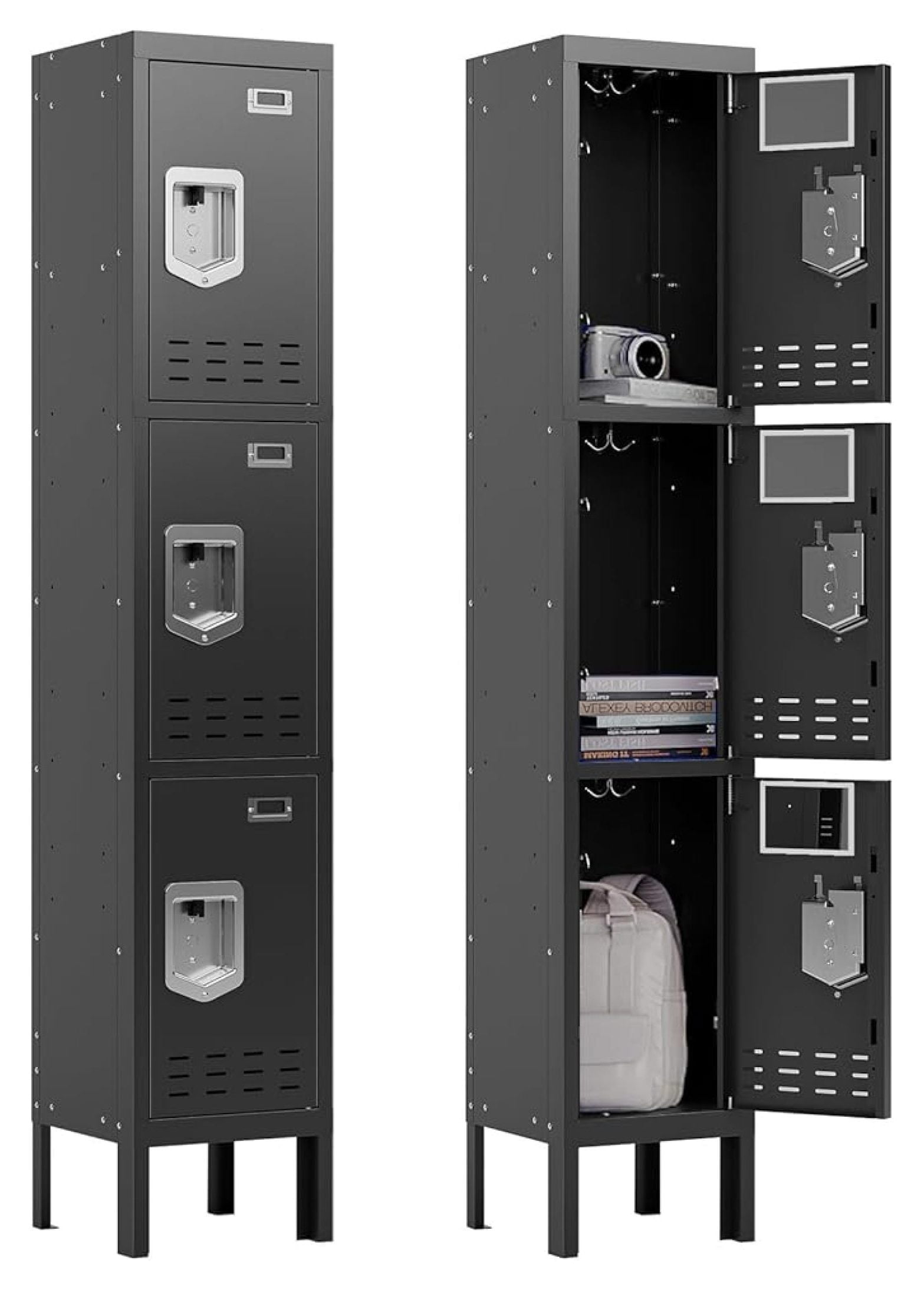 Metal Lockers - 66" Height Steel Lockers for Employees with 3 Door ...