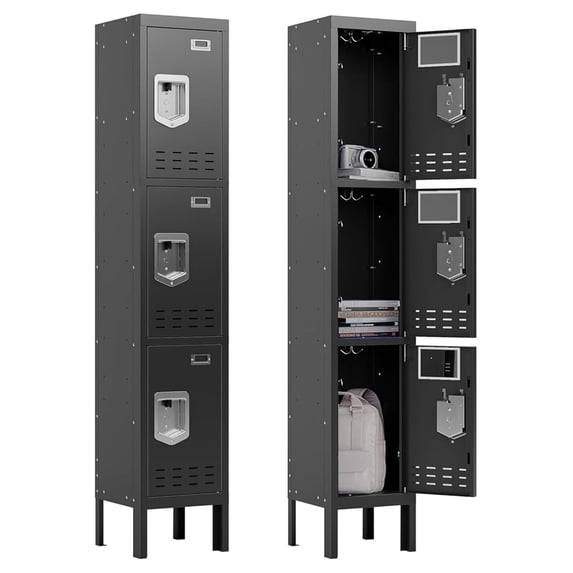 Metal Lockers - 66" Height Steel Lockers for Employees with 3 Door ...
