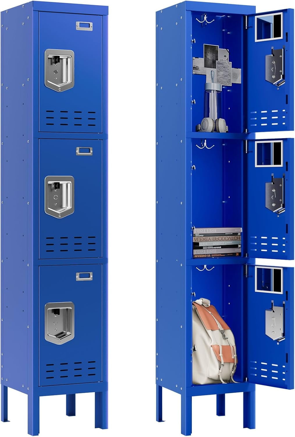 Metal Lockers - 66" Height Steel Lockers for Employees with 3 Door ...