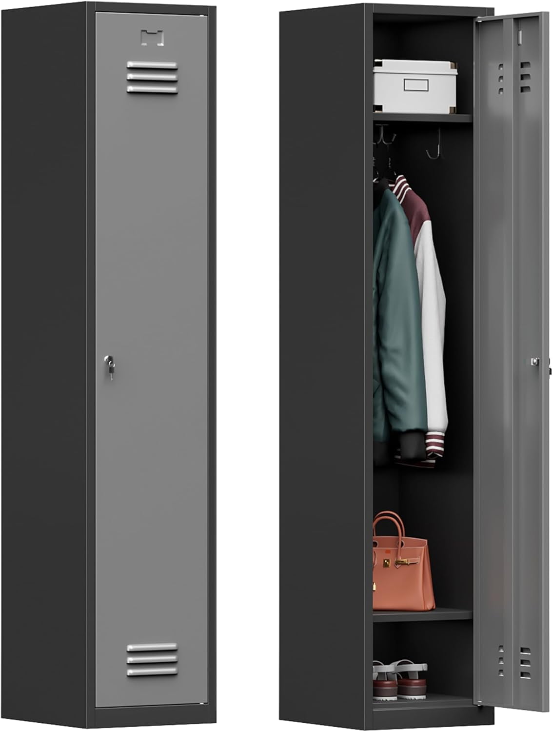 Metal Lockers for Employees,71" Metal Storage Cabinet with Lock,1 Door ...