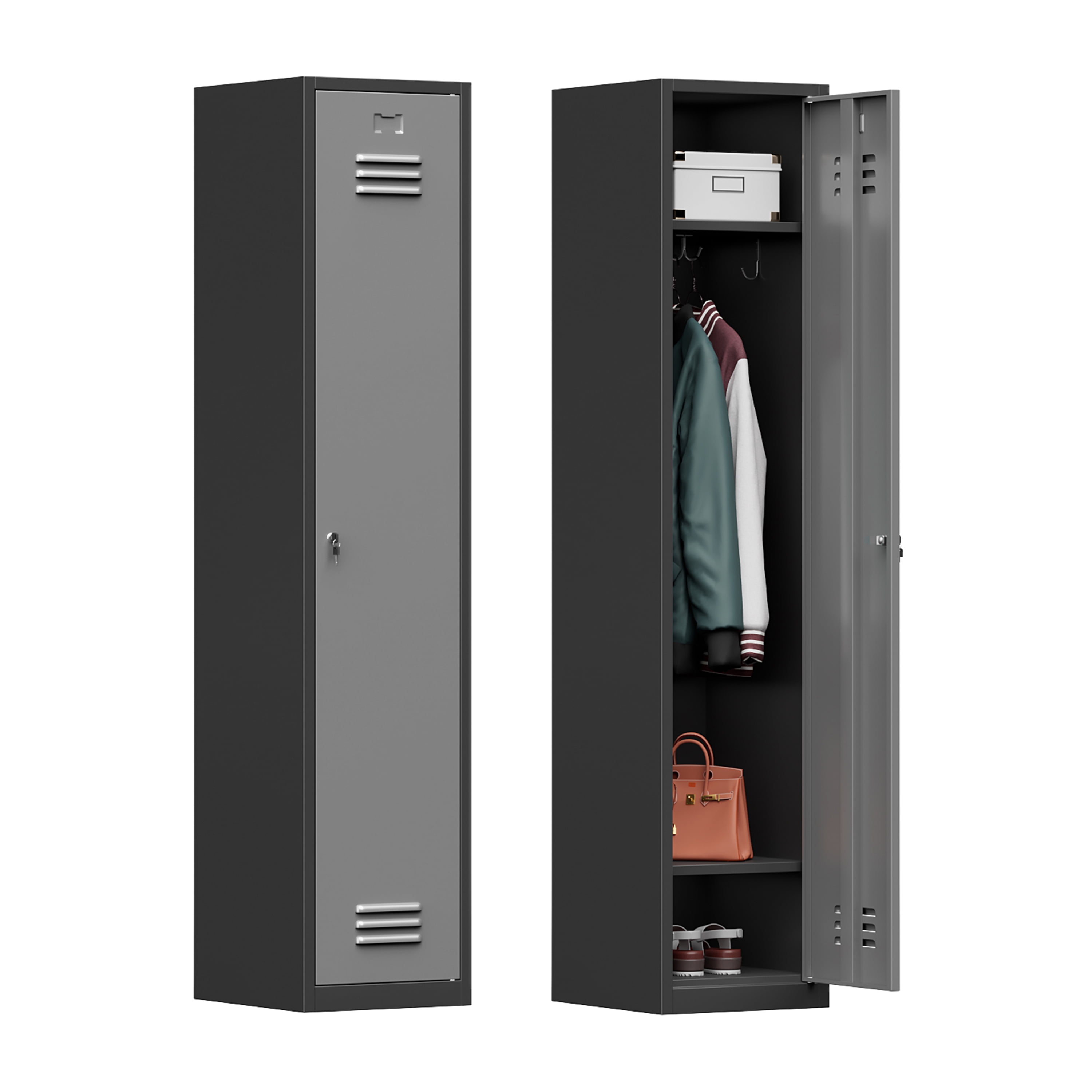Metal Lockers for Employees,71" Metal Storage Cabinet with Lock,1 Door ...