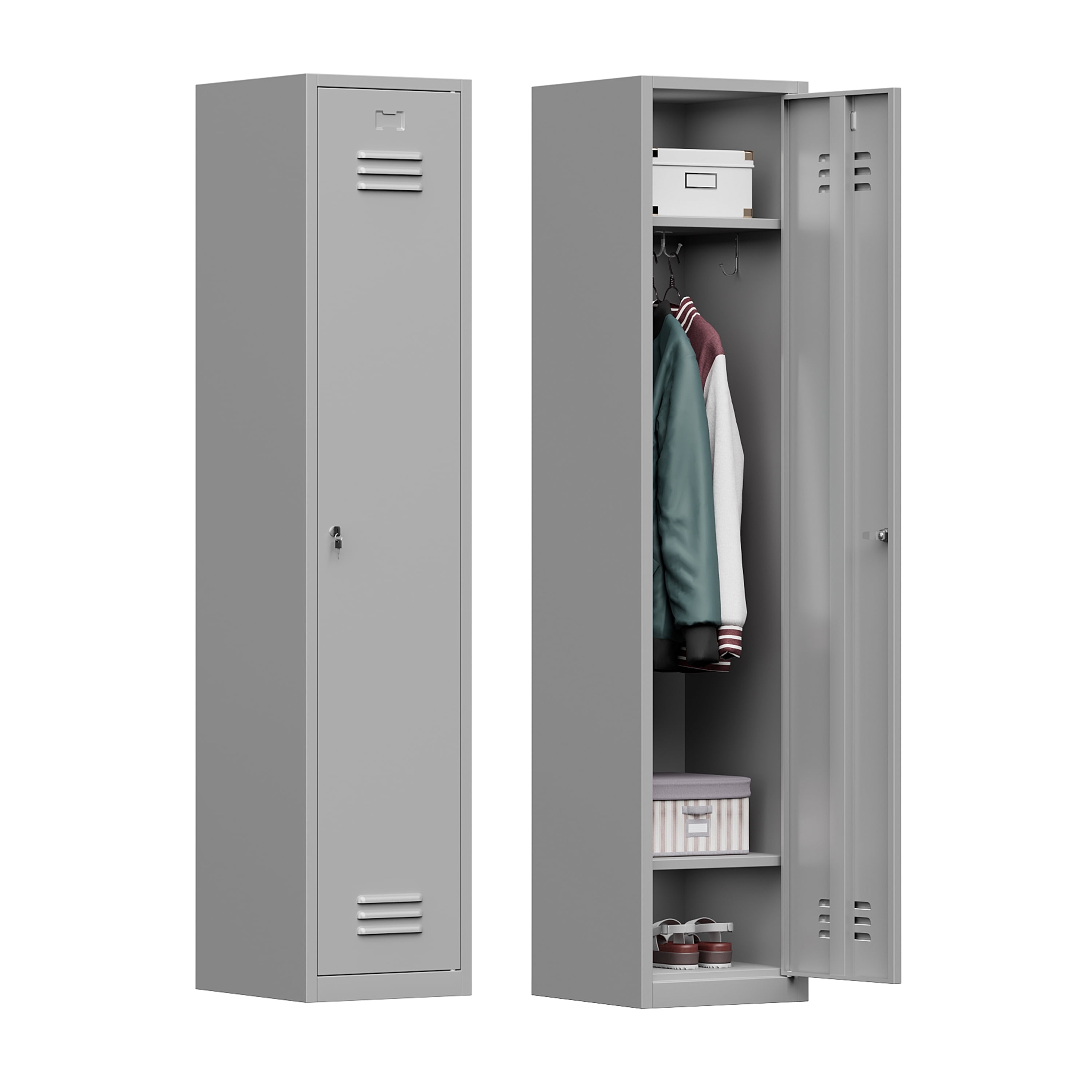 Metal Lockers for Employees,71"Metal Storage Cabinet with Lock,1 Door ...