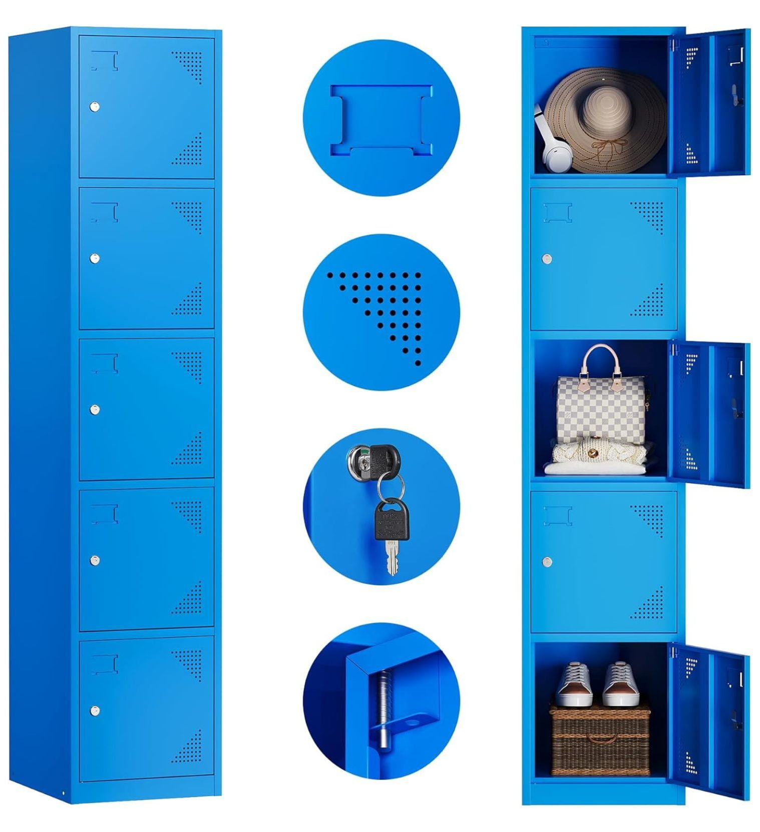Metal Lockers for Employees - 71" Storage Locker Cabinet Large Employee ...