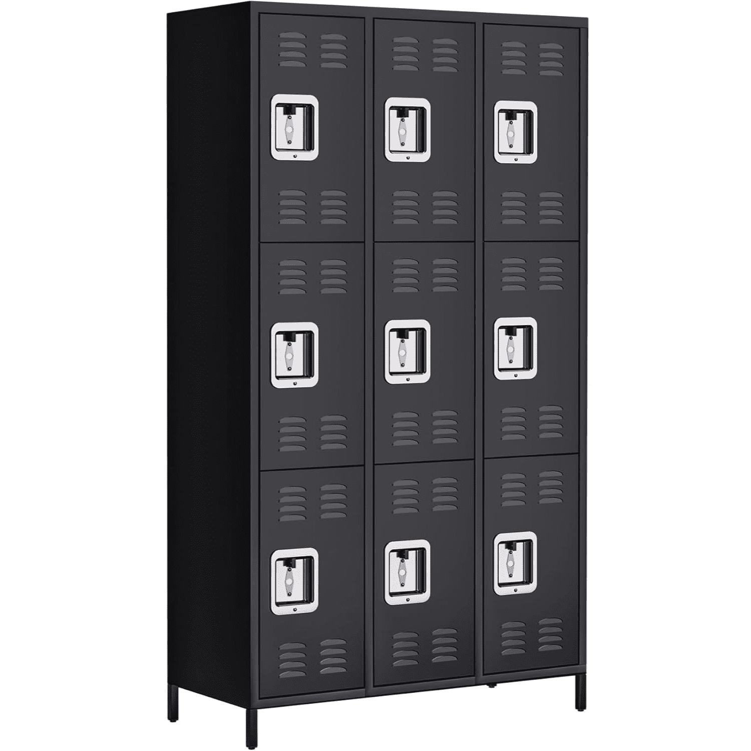 Metal Lockers for Employees with 9 Doors Black Steel Storage Locker ...
