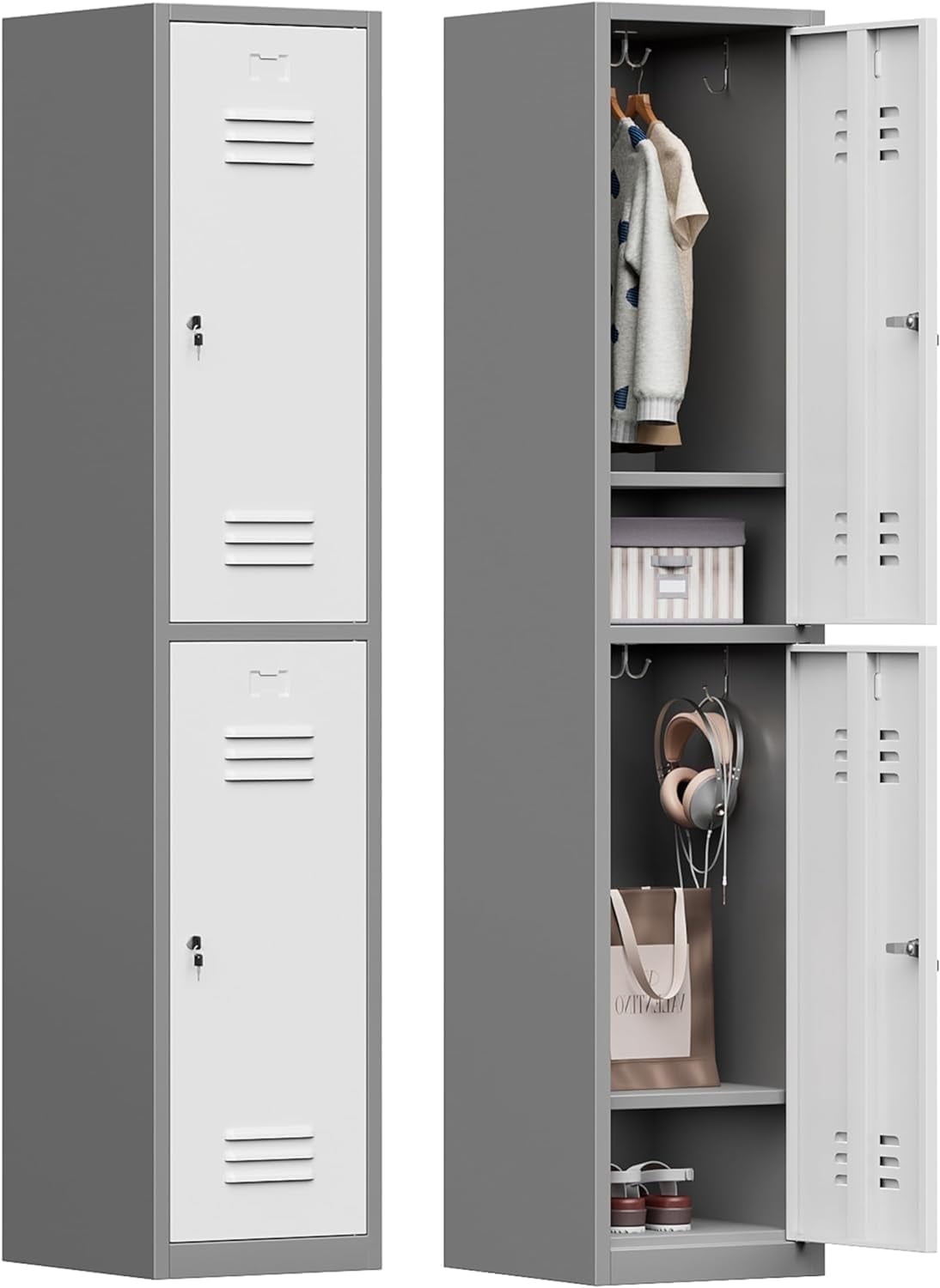 Metal Lockers for Employees with Keys,Metal Storage Cabinet with 2 ...