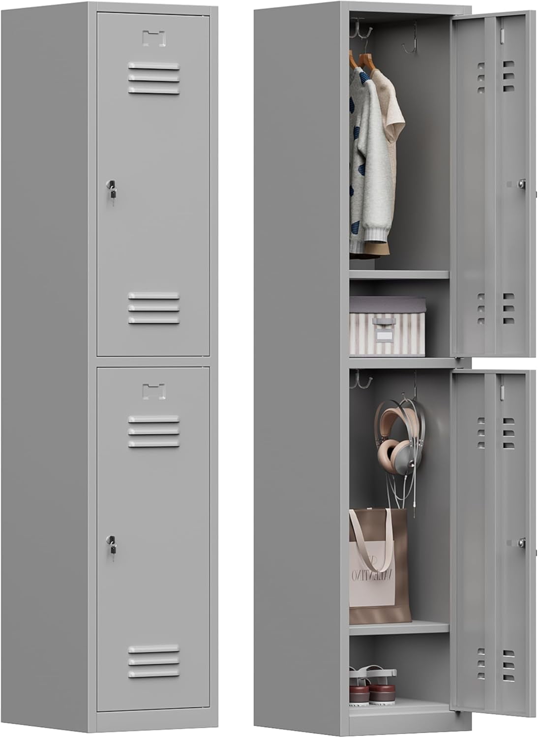 Metal Lockers for Employees with Keys,Metal Storage Cabinet with 2 ...