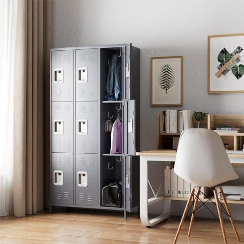 Metal Lockers for Employees with Lock,9 Doors Metal Storage Locker with ...