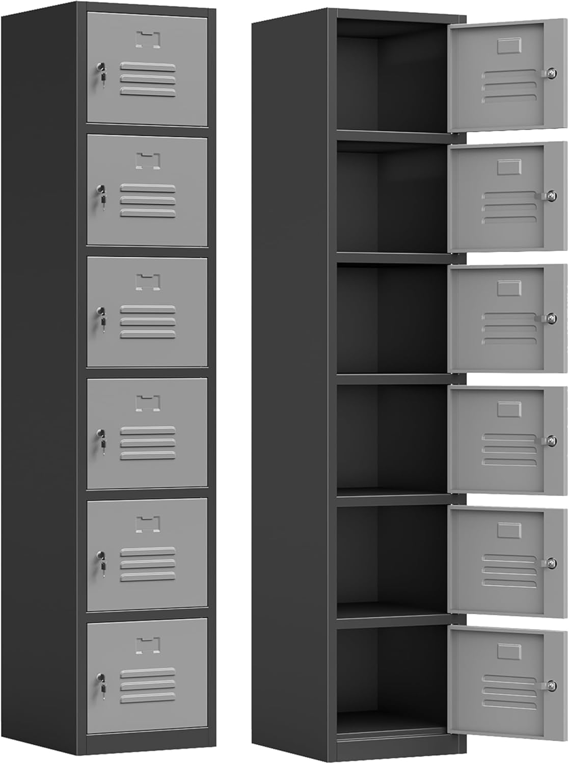 Metal Lockers for Employees,Metal Storage Cabinet with 6 Doors,71" Tall ...