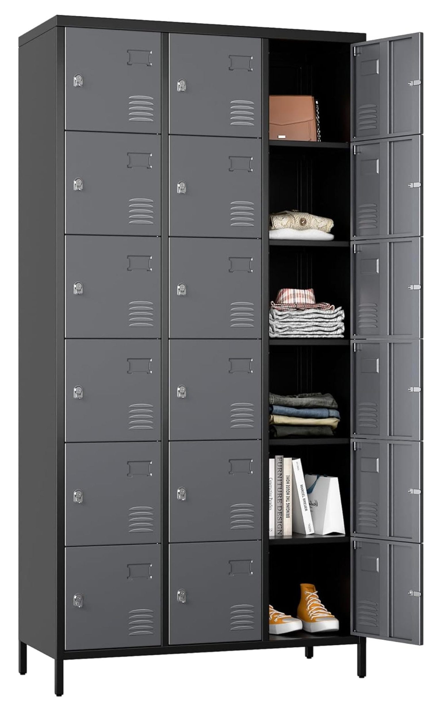 Metal Lockers for Employees,18 Doors Office Storage Lockers with Legs ...