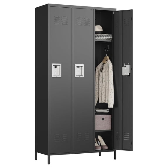 Metal Lockers for Employees-3 Door Storage Locker with Shelves and ...