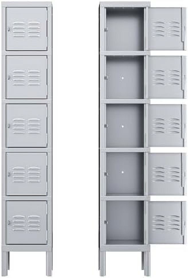 Metal Lockers for Employees, 5 Door Storage Locker, Tall Steel Locker ...