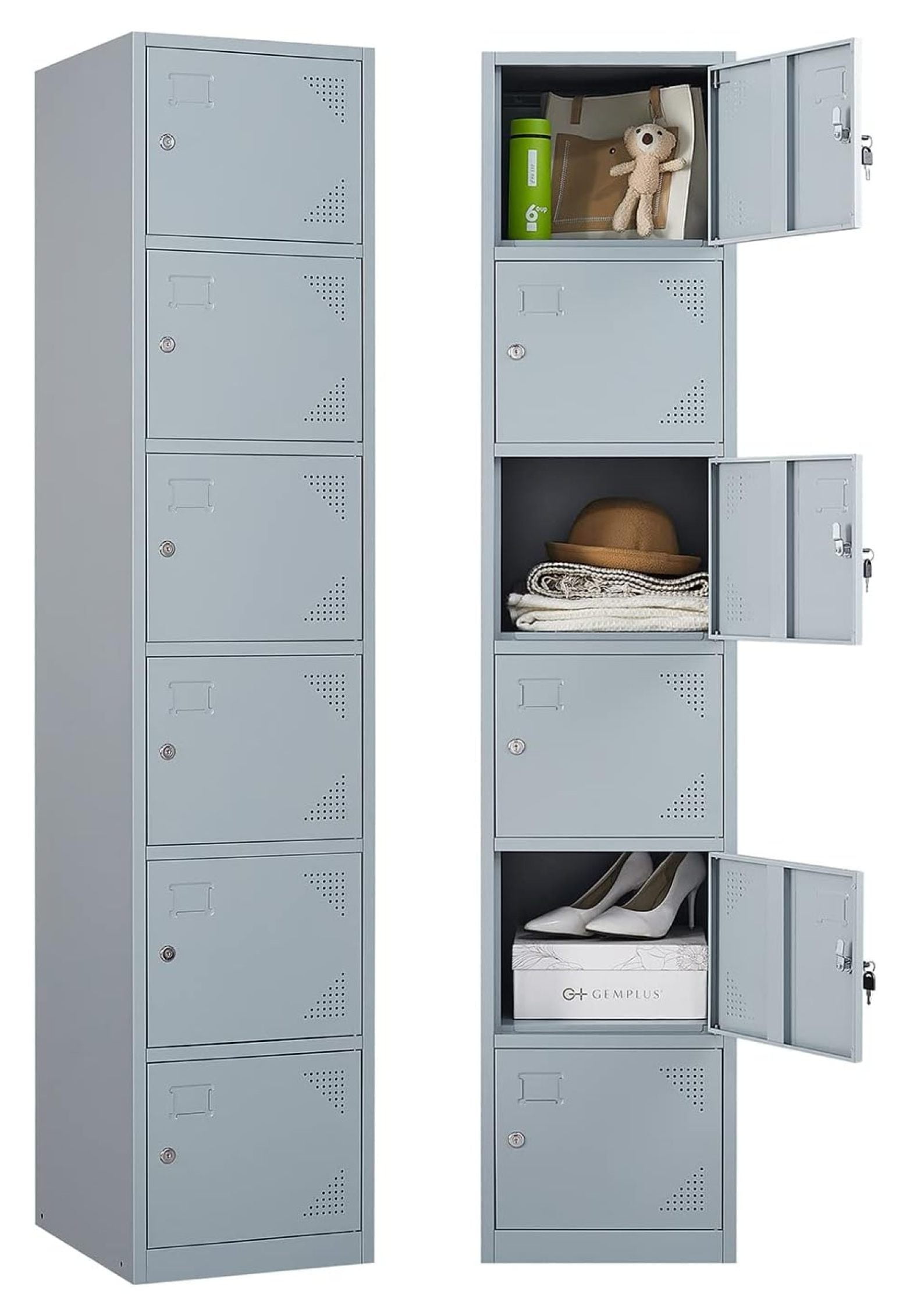 Metal Lockers for Employees, 6 Doors Storage Locker Cabinets for Office ...