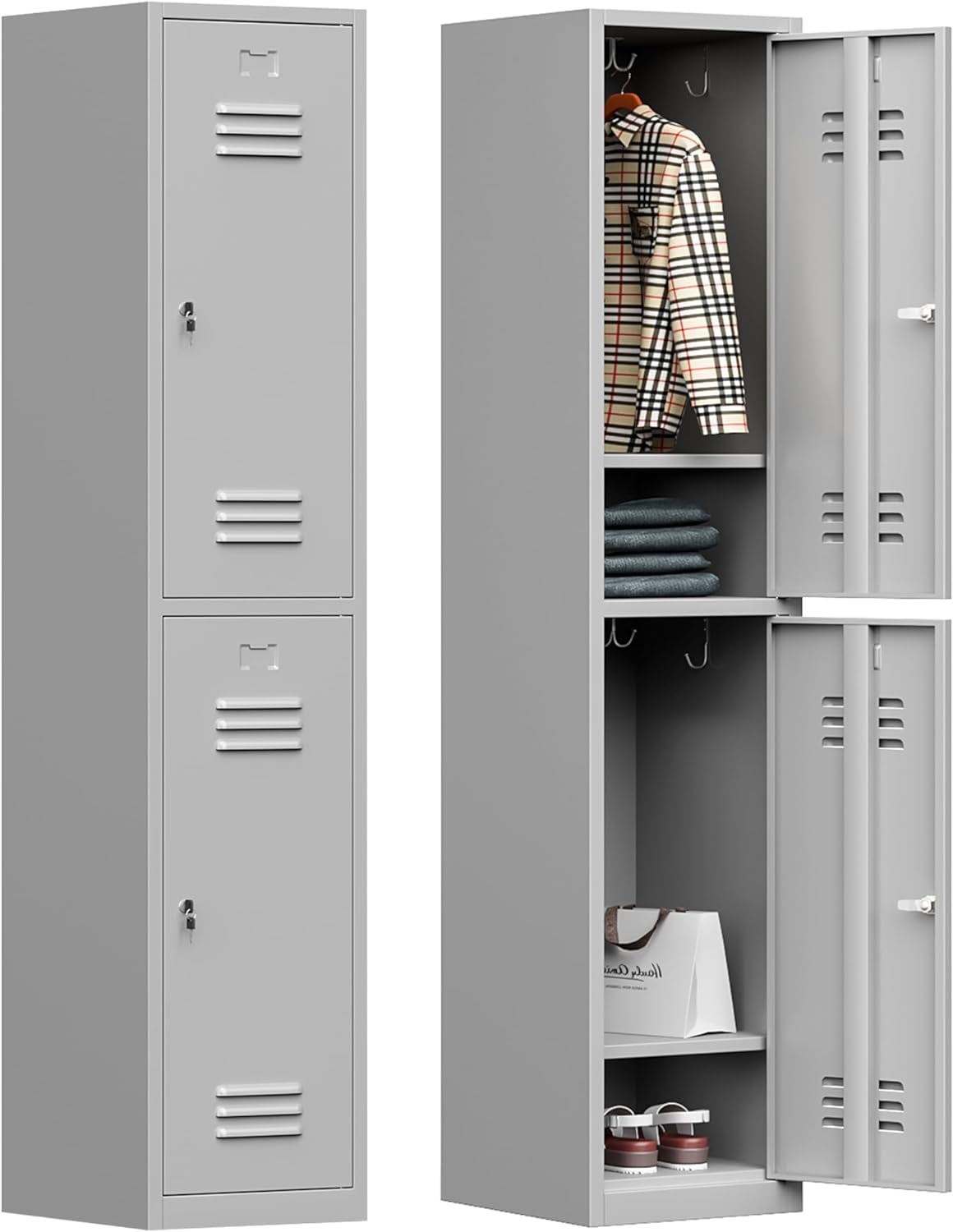 Metal Lockers for Employees, 71" Metal Storage Locker with Keys, Tall ...