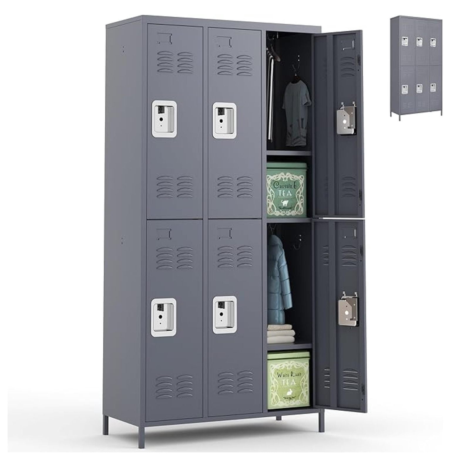 Metal Lockers for Employees, 72" Storage Locker Cabinet with 6 Doors ...