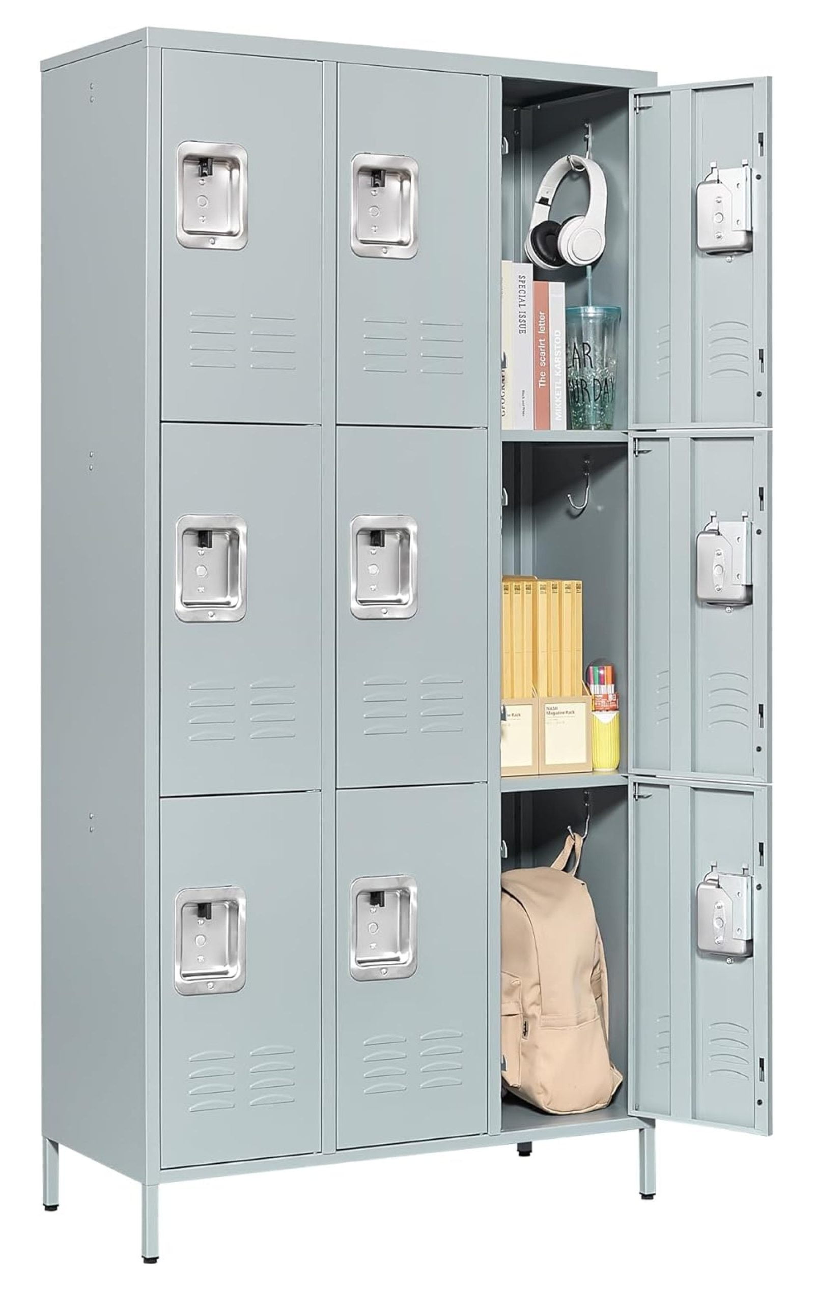 Metal Lockers for Employees-9 Door Storage Locker with Shelves and ...