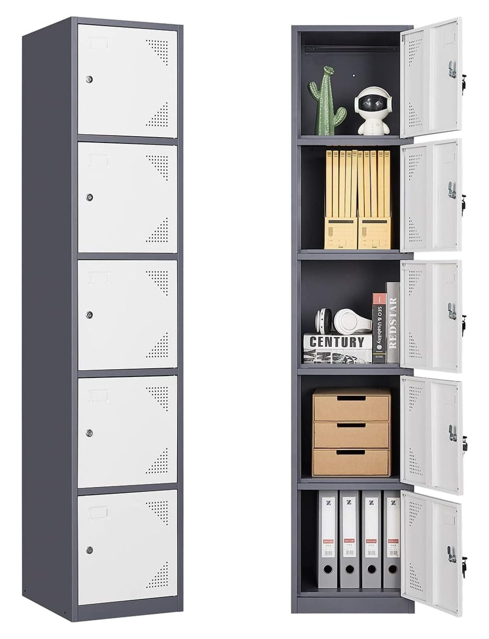Metal Lockers for Employees with 5 Doors, Storage Locker Cabinets for ...