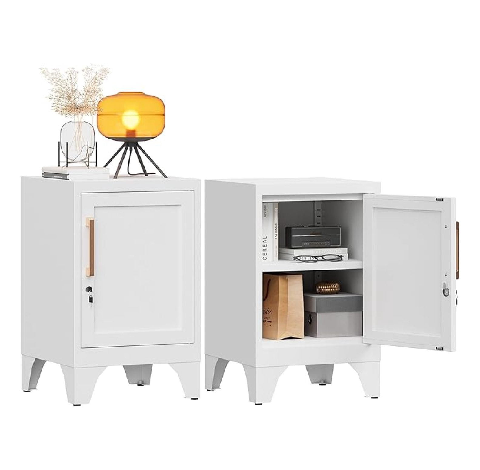 Metal Locking Cabinet, 23.6" H Locker with 1 Magnetic Door and 1 ...