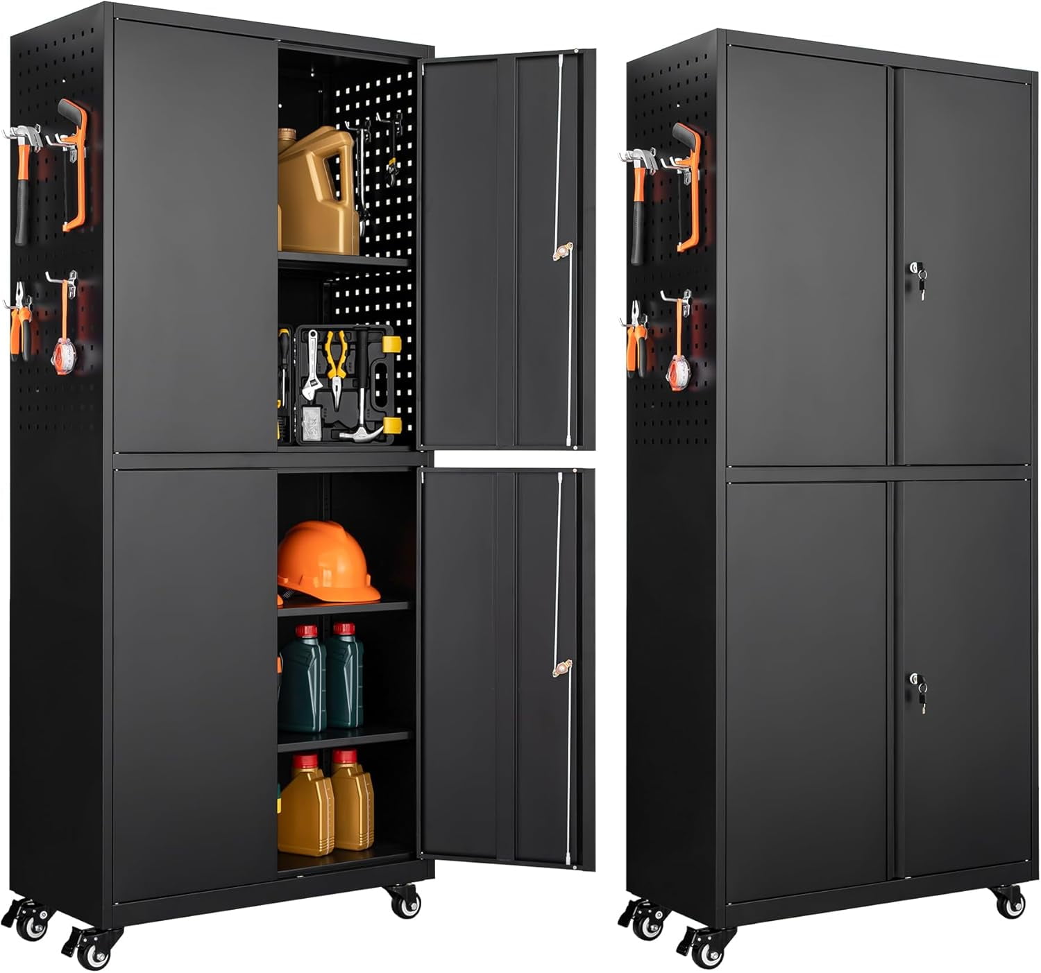 Metal Locking Cabinet 71" Tall Metal Cabinet with 4 Doors and 2 ...