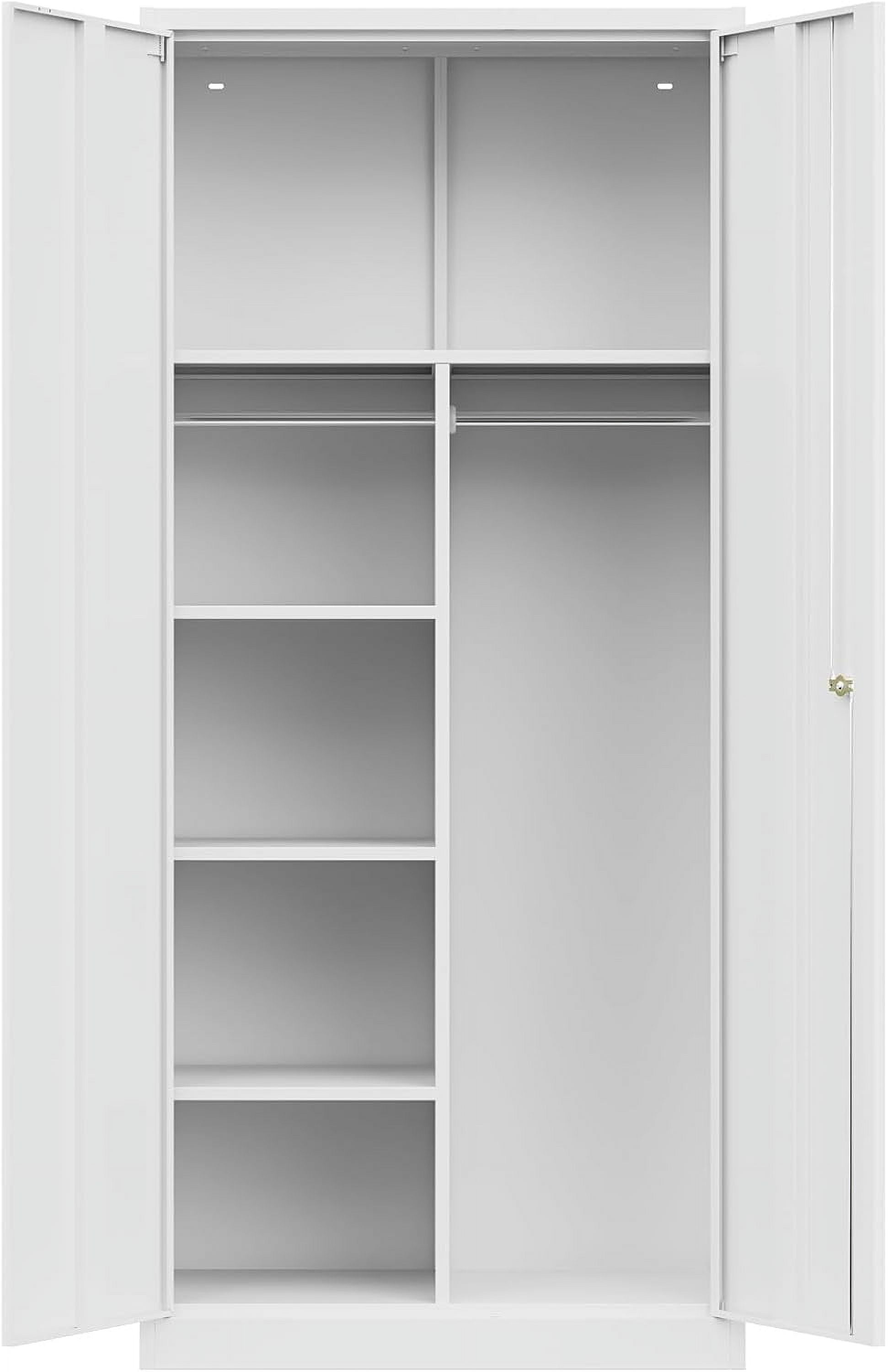Metal Locking Storage Cabinet with 2 Doors and Adjustbale Shelves Steel ...