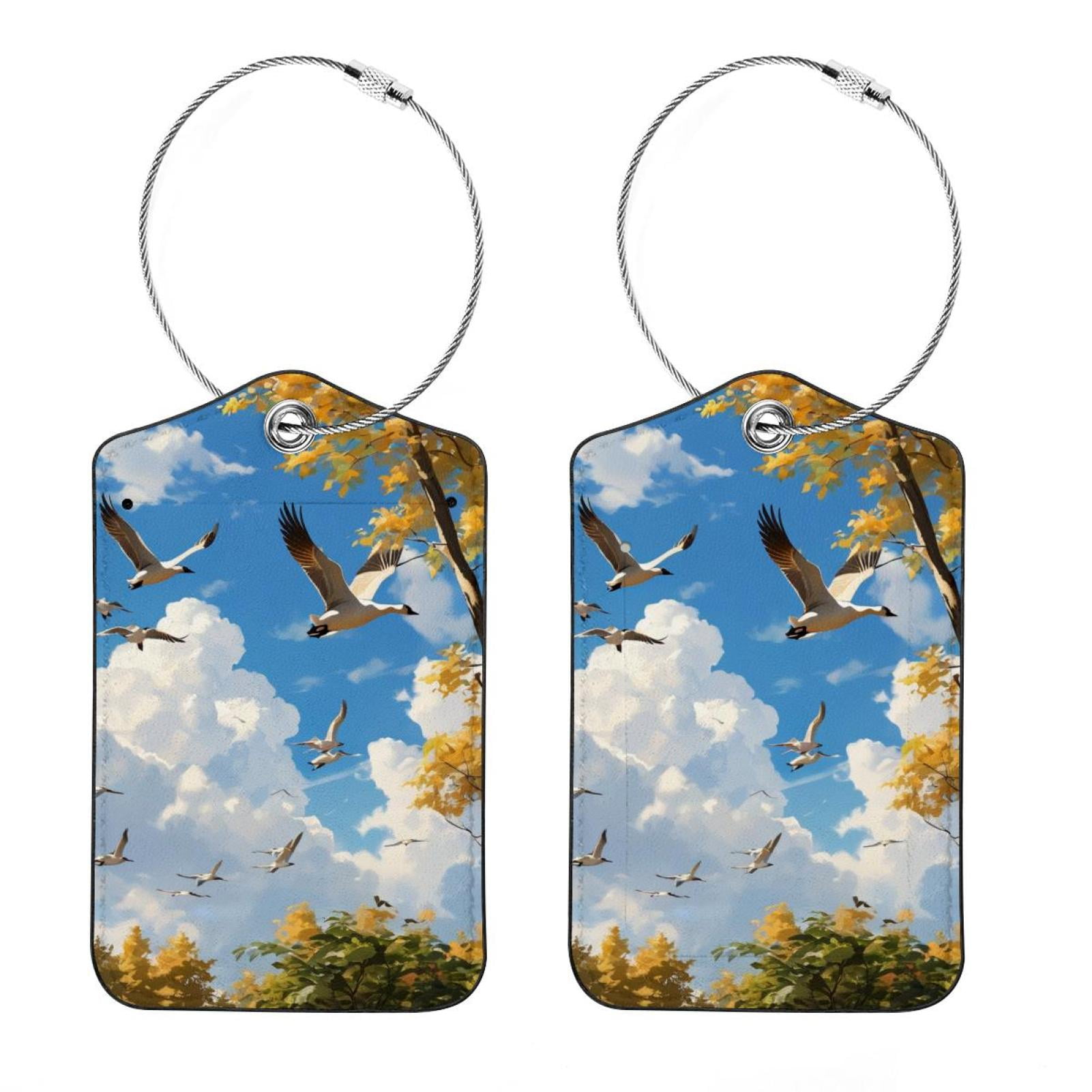 Metal Loop Lock Baggage Tags with Privacy Flap Cover, 2Pcs Luggage Tags ...