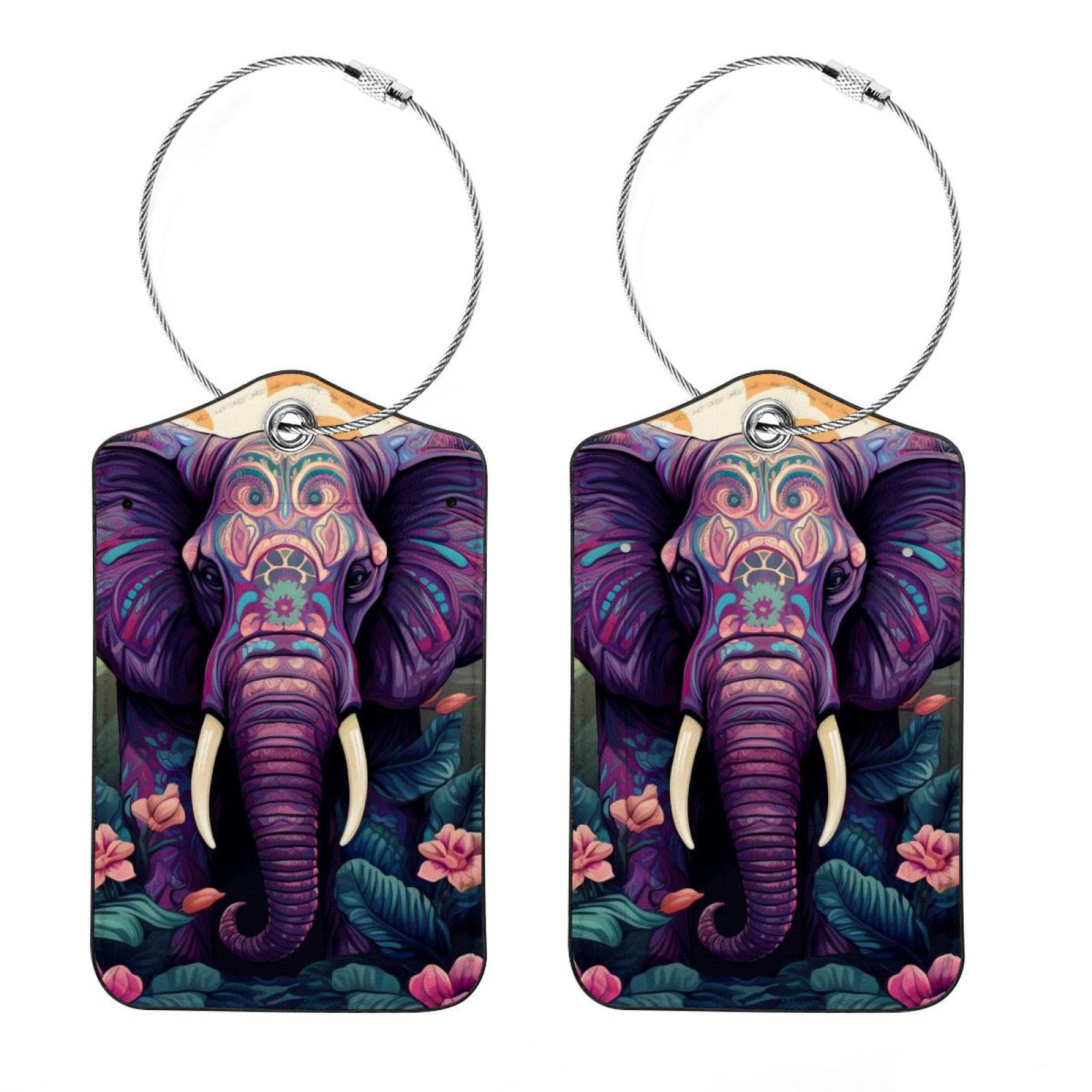 Metal Loop Lock Luggage Tags, Set of 2, PU Leather Baggage Tags with ...