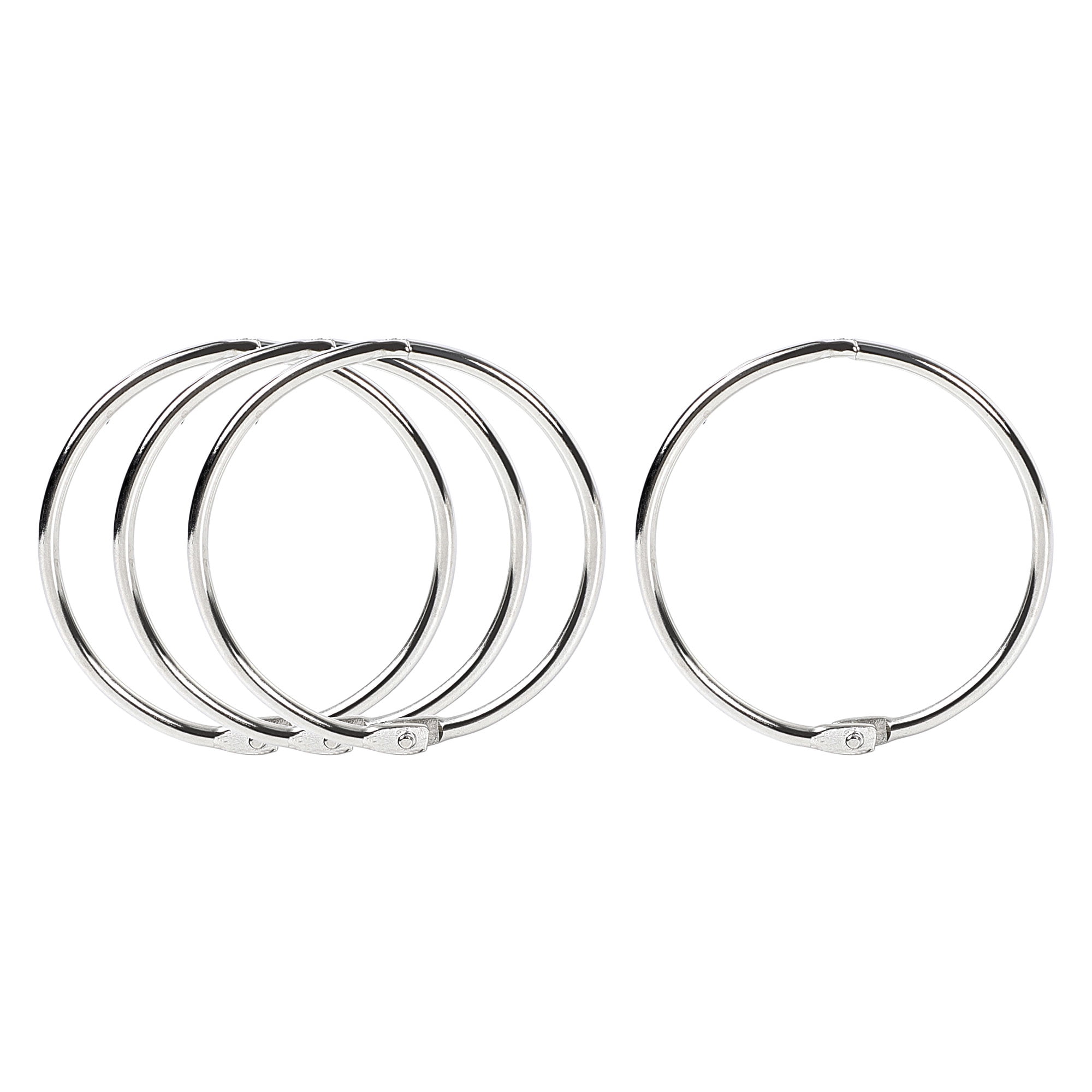 Metal Loose Leaf Bundle Book Rings Keyrings Silver Tone 2.2" Outside ...