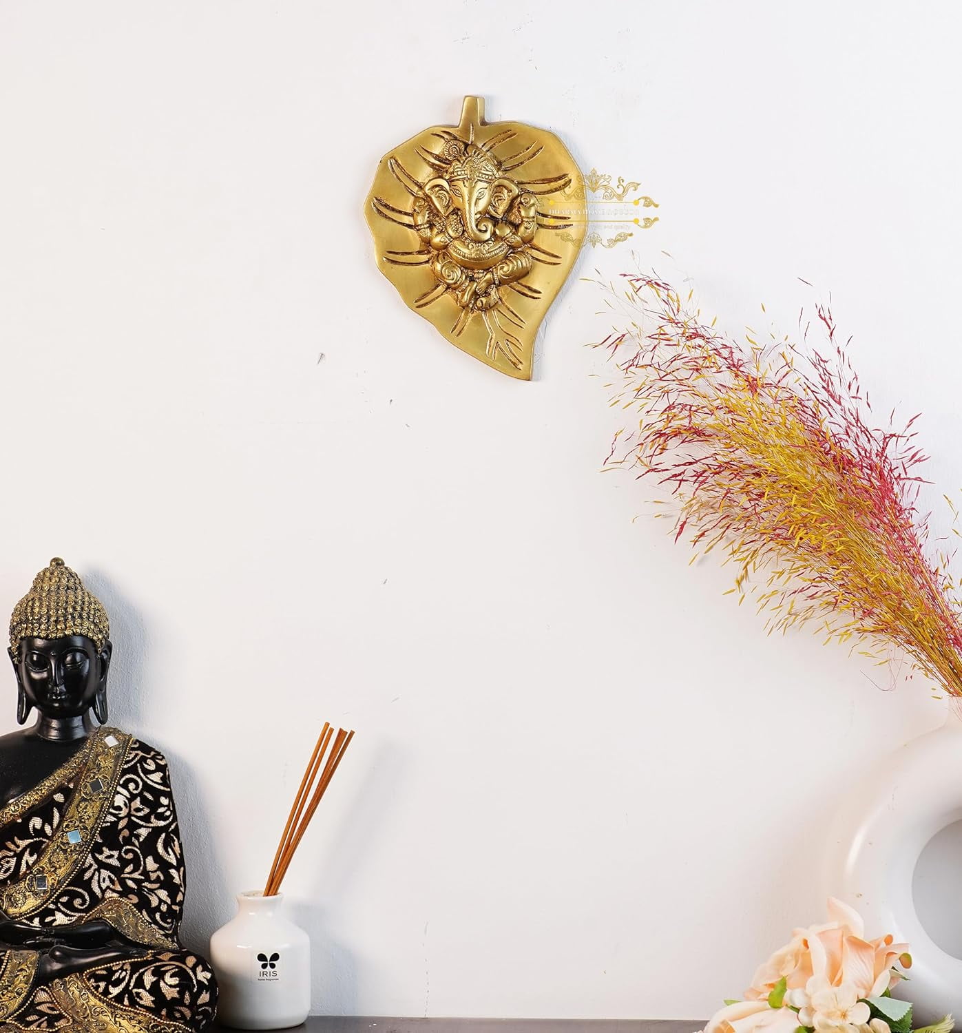 Metal Lord Ganesha on Leaf,Metal Pan Patta Ganesh Decorative Wall ...
