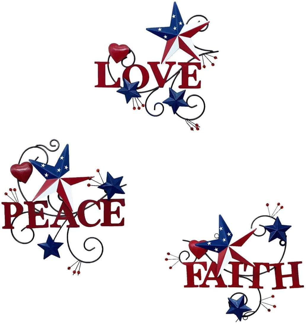 Metal Love Peace Faith Hanging Americana Wall Art Sign, Metal Cutout ...