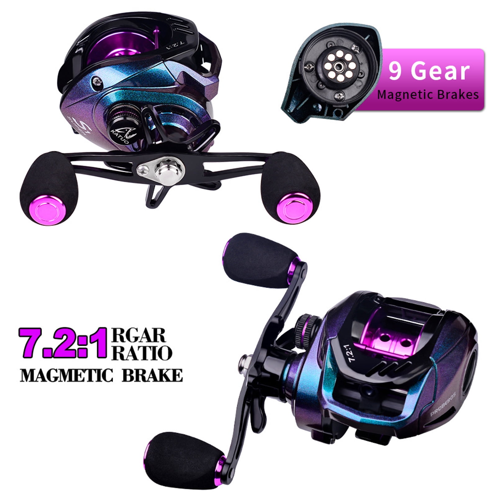 Metal Low-Profile Fish Reel Lightweight Gapless Magnetic Brake Angling ...