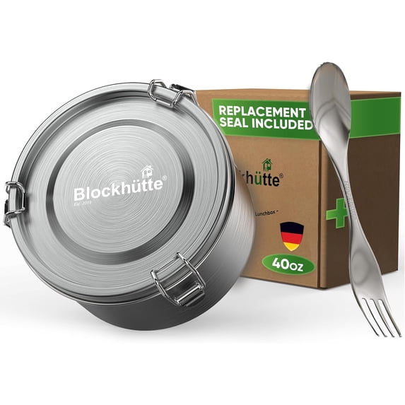 Metal Lunch Container 40oz with Spork, Bento Box Adult Metal BPA Free ...