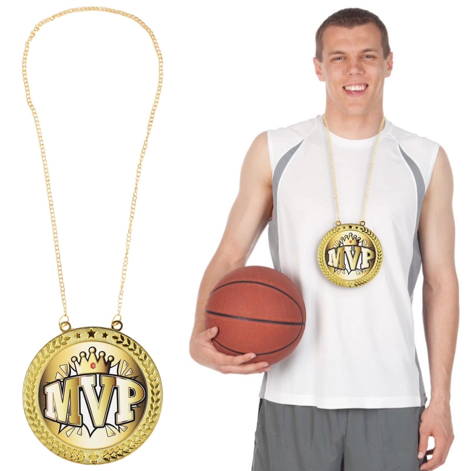 5.8" Golden MVP Champion Medal Necklace - Champion Award with Hanging ...