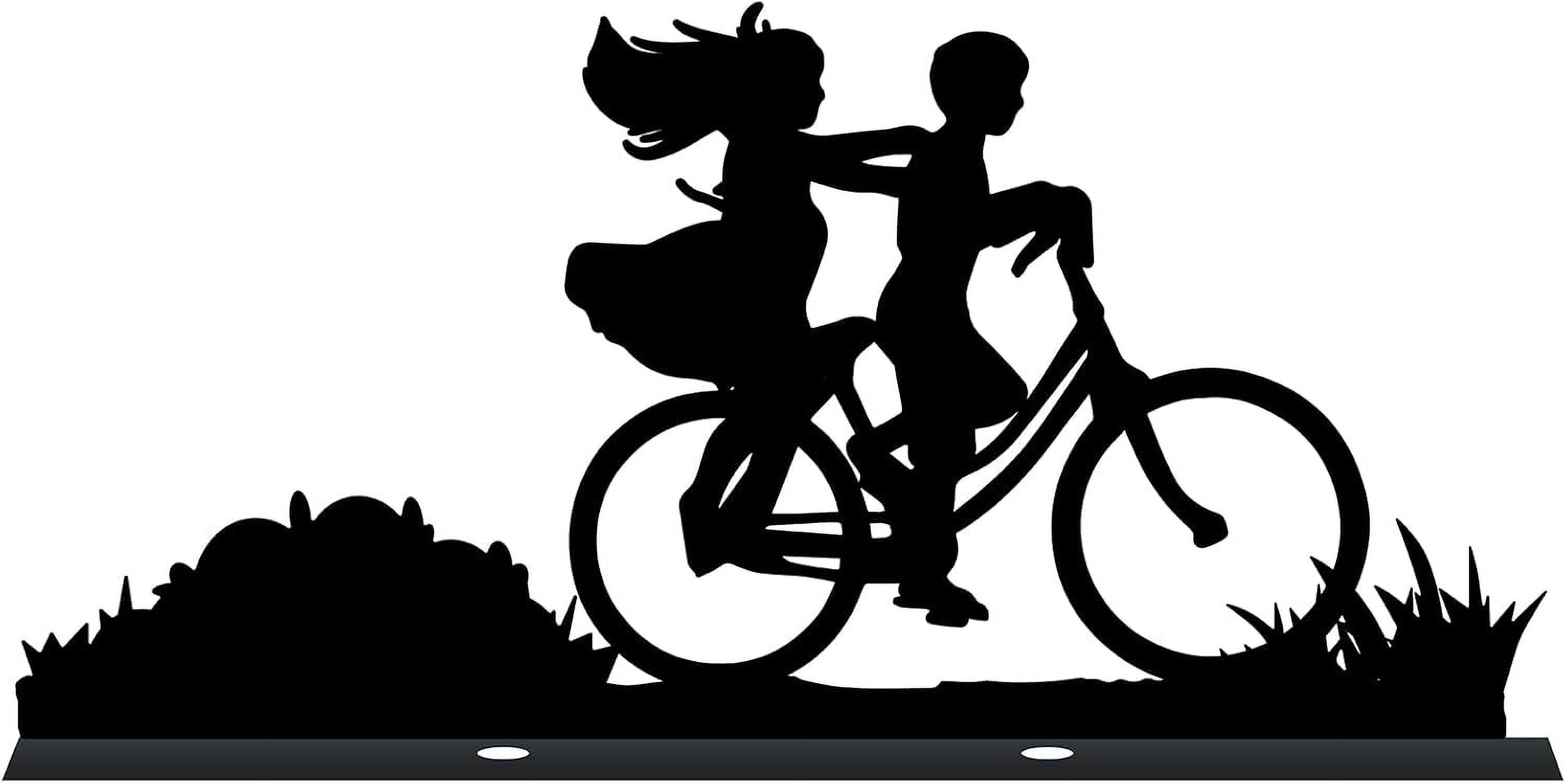 Metal Mailbox Topper Human Bicycle Pattern Double Sided Plaque Address ...