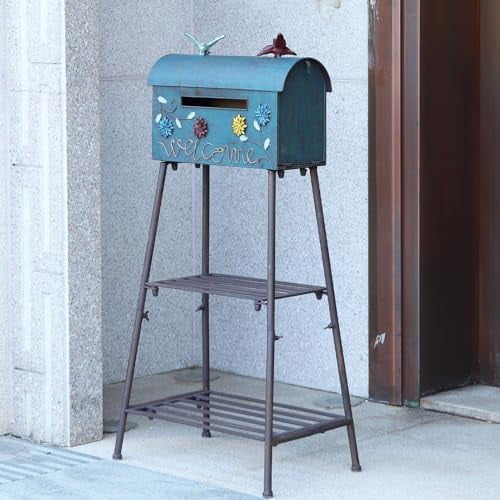 Metal Mailbox and Plant Stand Combination,Mailboxes for Outside with ...