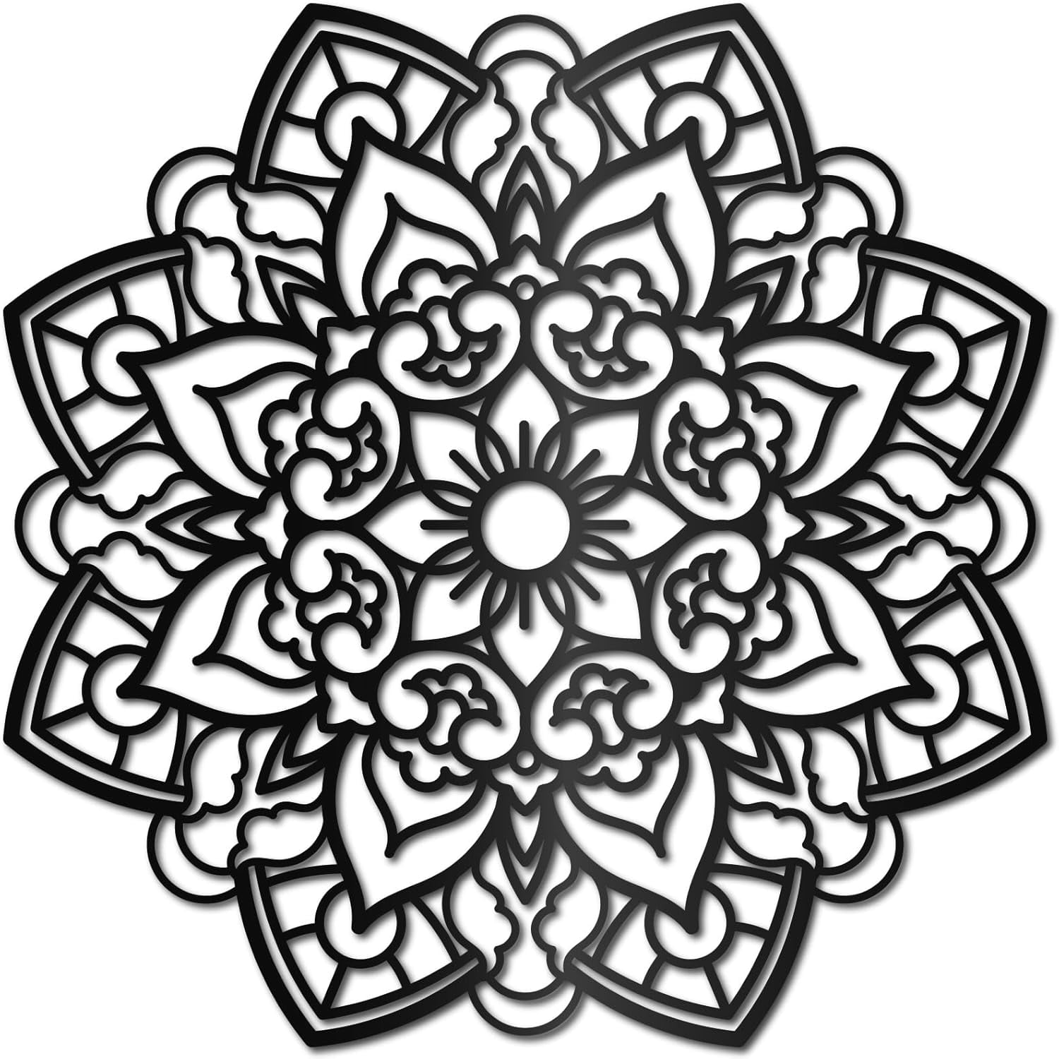 Metal Mandala Wall Decor Black Flower Wall Art Decor Silhouette Flower ...