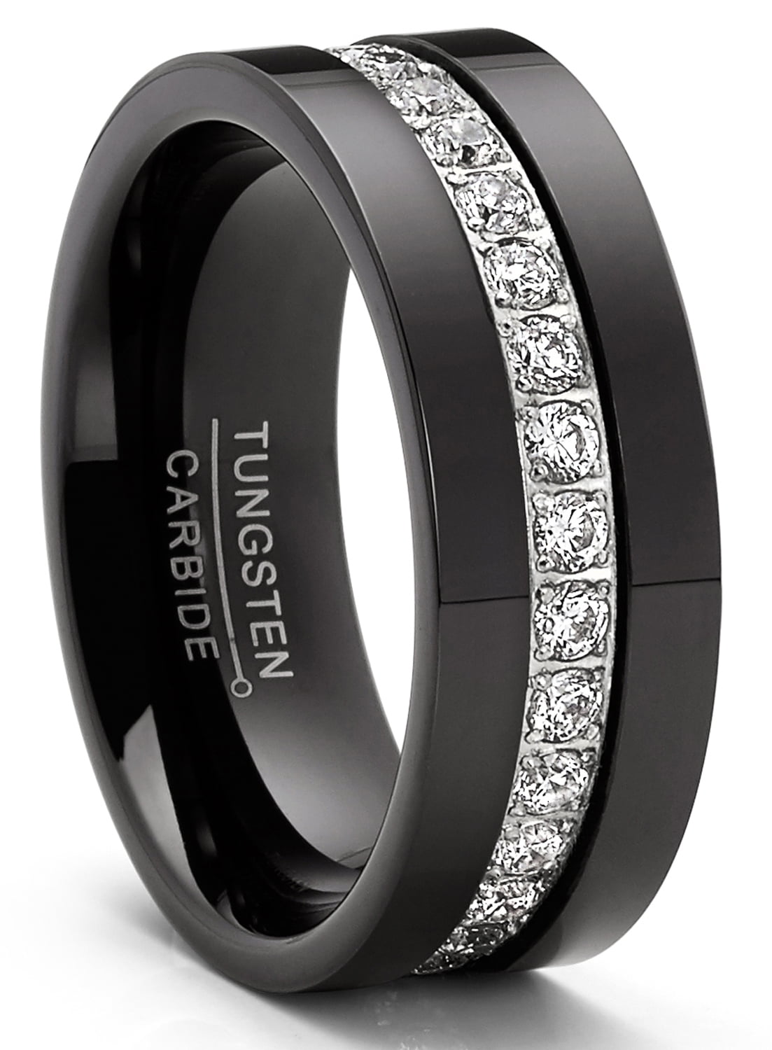 Metal Masters Mens 1.35Ct Tungsten Black Wedding Band Eternity Ring ...