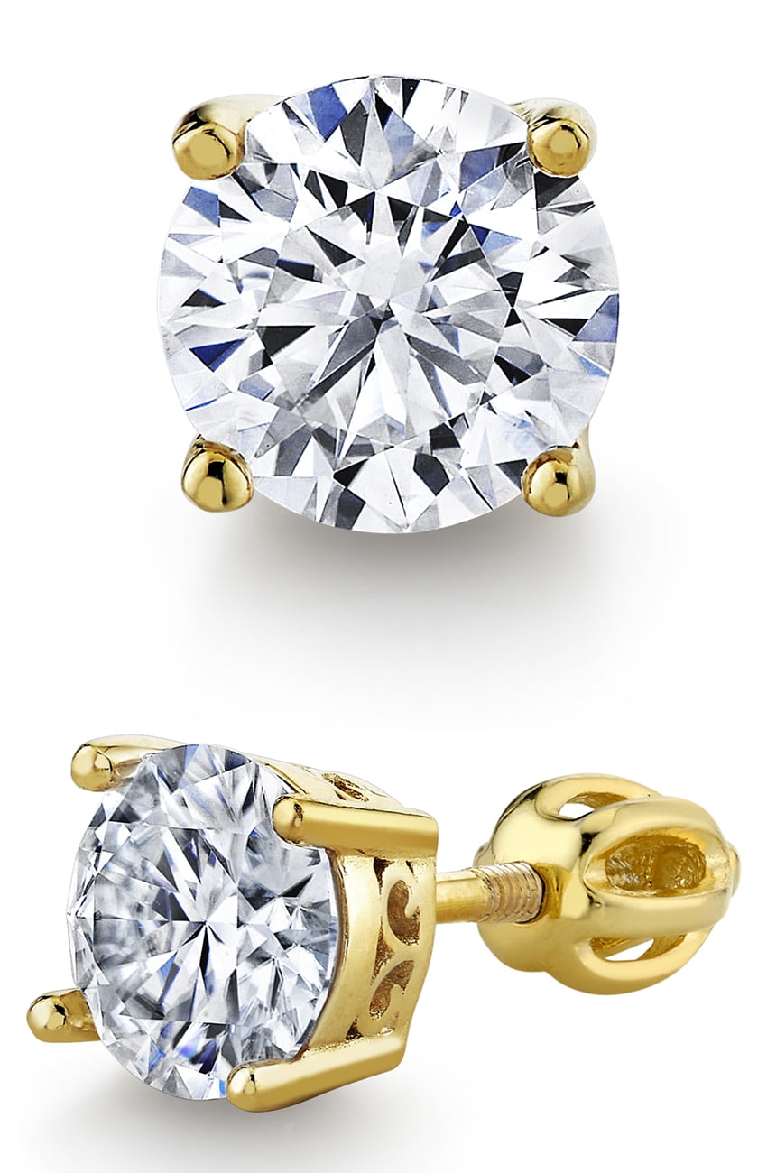 Metal Masters 18K Gold Over Sterling Silver Round Brilliant Moissanite ...