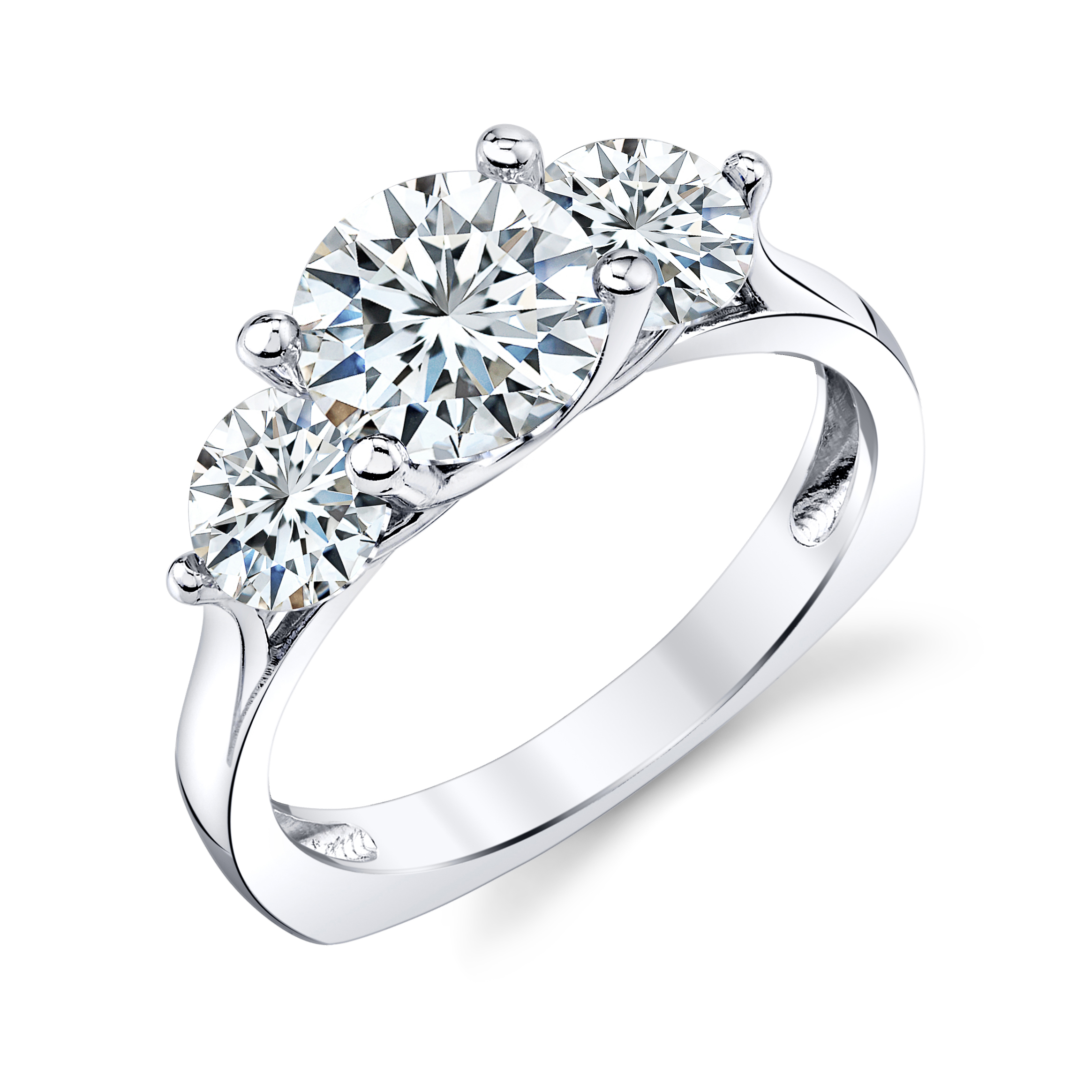 Metal Masters Womens 2.25Ct Round Brilliant Moissanite Past Present Future 925 Sterling Silver ...