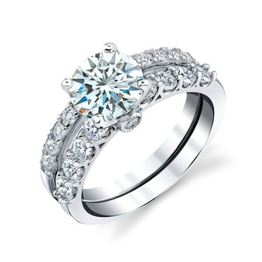 2 Carat Princess Wedding Ring Set - Bridal Set - Wedding Trio Set ...
