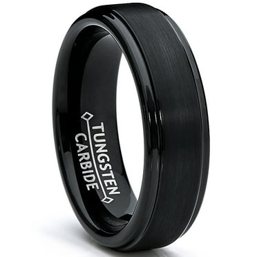 Metal Masters Men's Two-Tone Tungsten Ring Black Brushed Wedding Band 9MM - Walmart.com