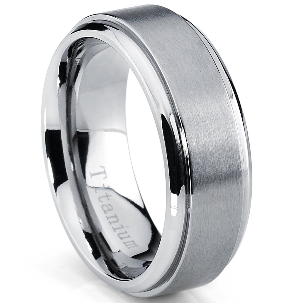 Metal Masters 8mm High-Polish Matte Finish Mens Titanium Ring Wedding ...