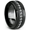 Metal Masters 1.35 Carat Tungsten Black Wedding Band Eternity Ring Cubic Zirconia Comfort-Fit ...
